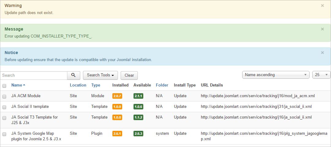Error updating COM_INSTALLER_TYPE_TYPE_. - JoomlArt