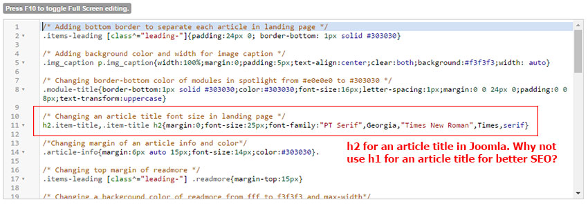 JA Simpli - Changing font size of Article titles - JoomlArt