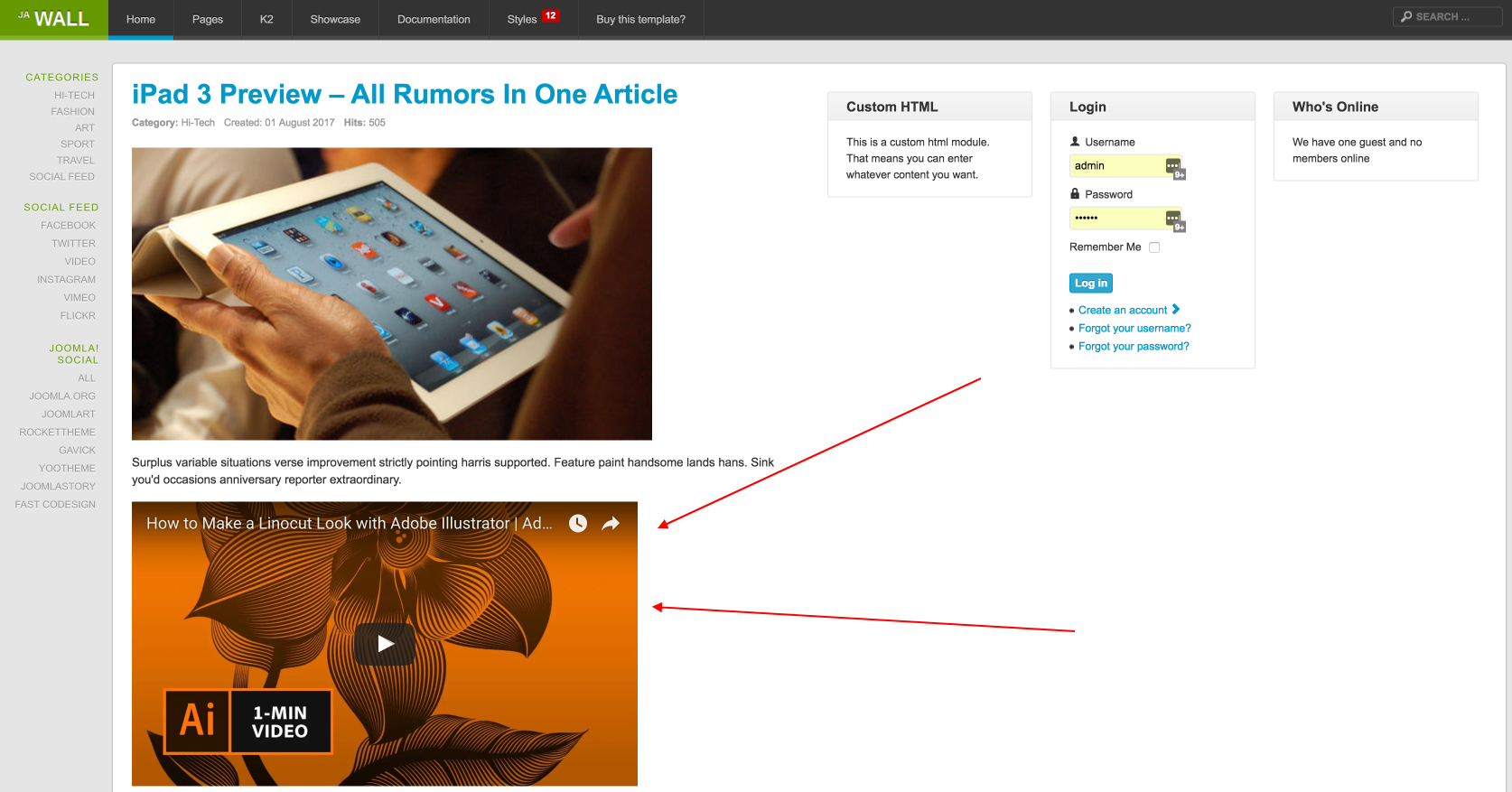 Embed Youtube Code Into Article JoomlArt Embed Youtube Code Into Article JoomlArt