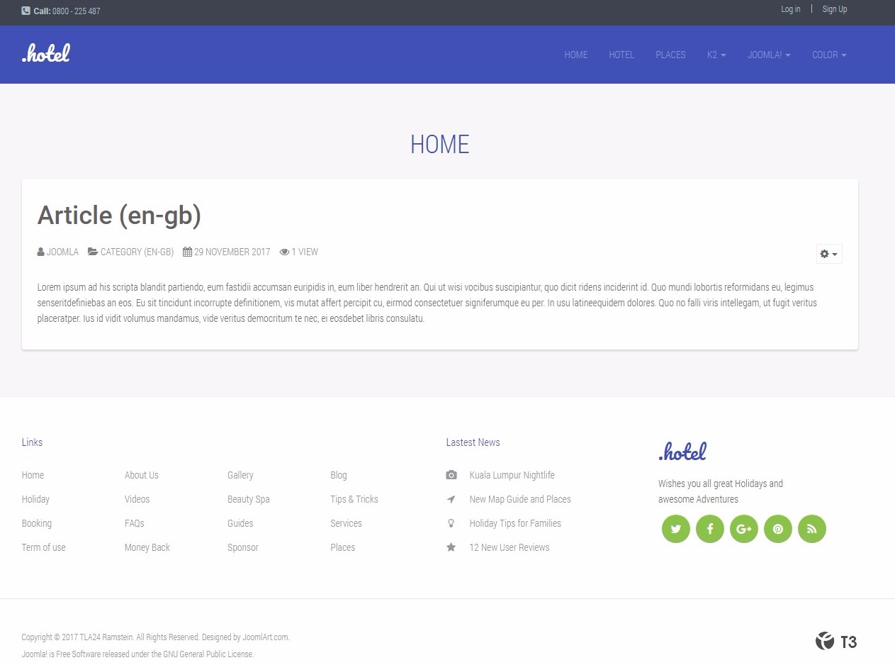 Quickstartinstallation - blank Home Page - JoomlArt