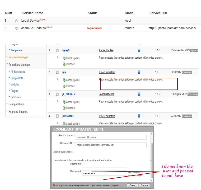Updating from JA Extension Manager - JoomlArt