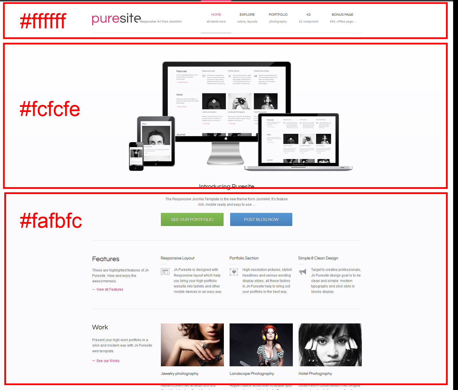 Why there are 3 colors in the background? - JoomlArt