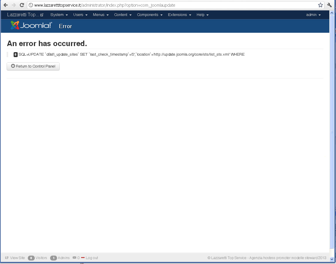 Error when i Try to update joomla 3.02 to 3.03 - JoomlArt