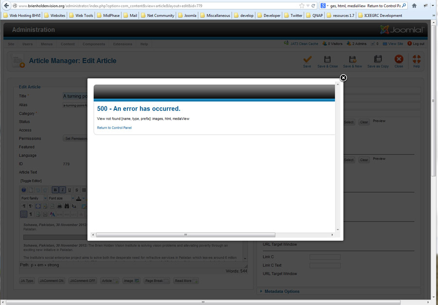 I get this 500 - An error has occurred when trying to insert picture ...