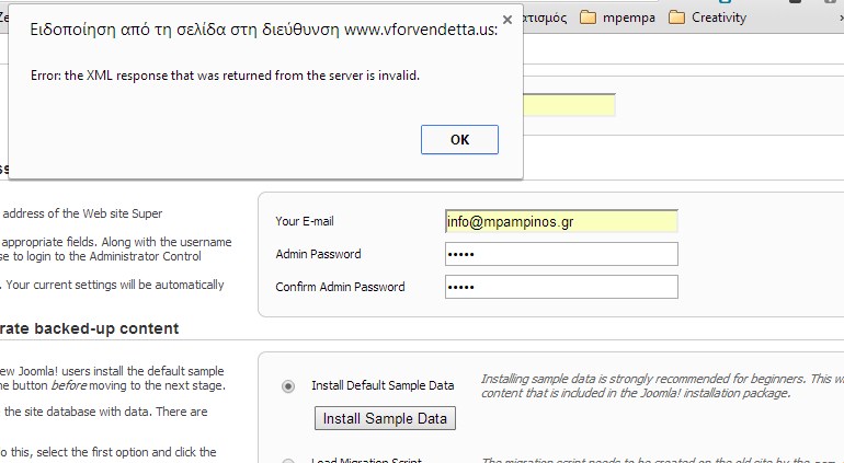 Error on try install localhost - JoomlArt