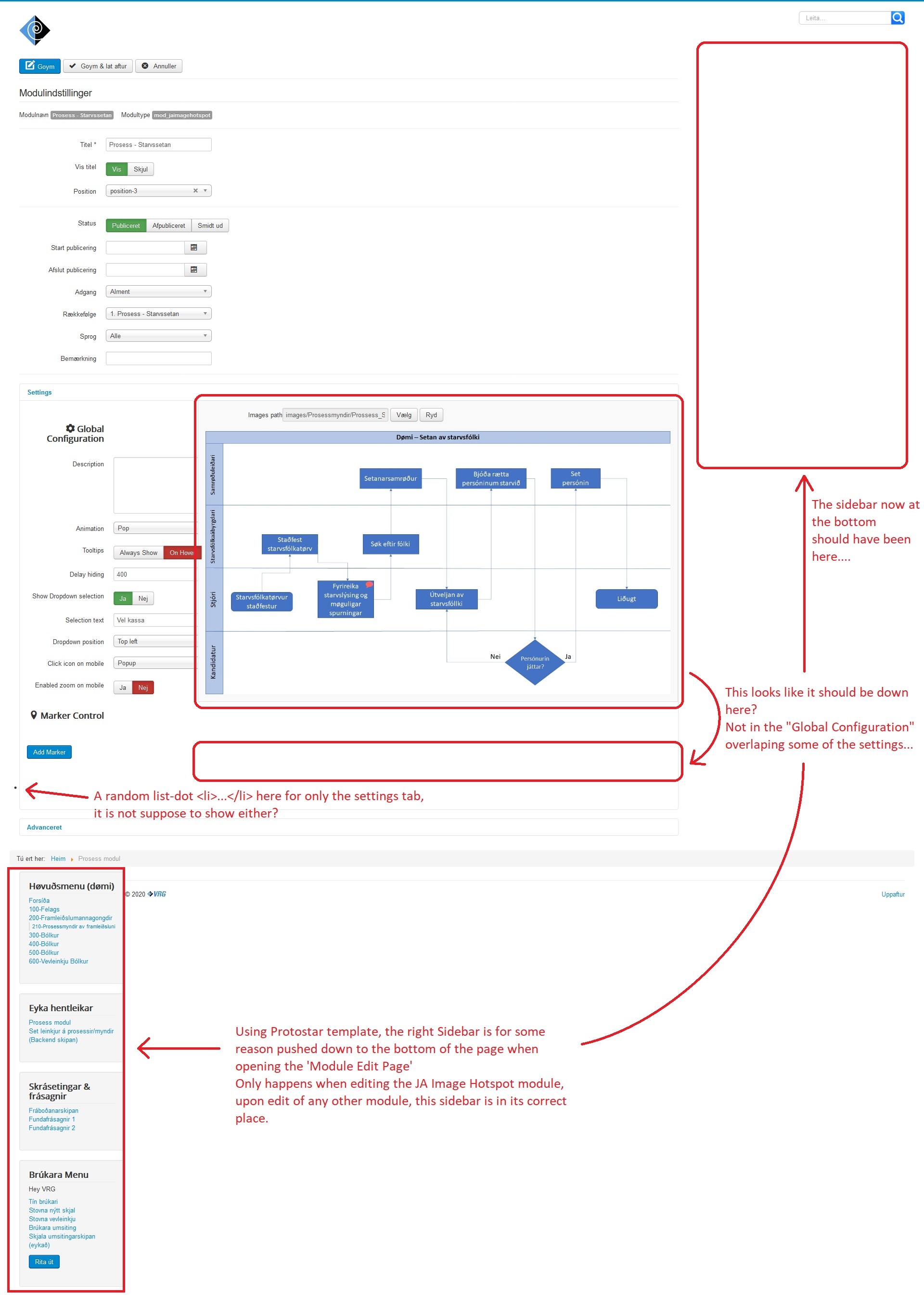Frontend Module Edit, layout issue - Support Central