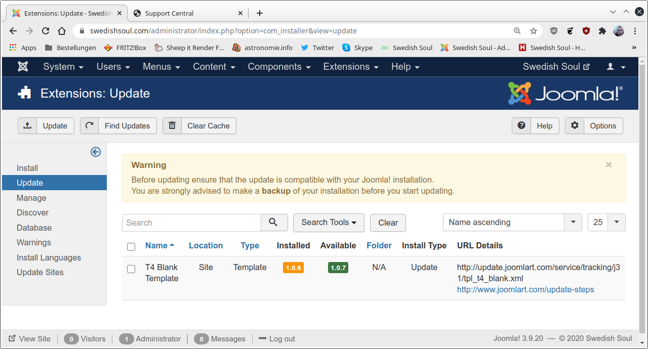 T4 Blank Update fails via Joomla Update Manager - Support Central