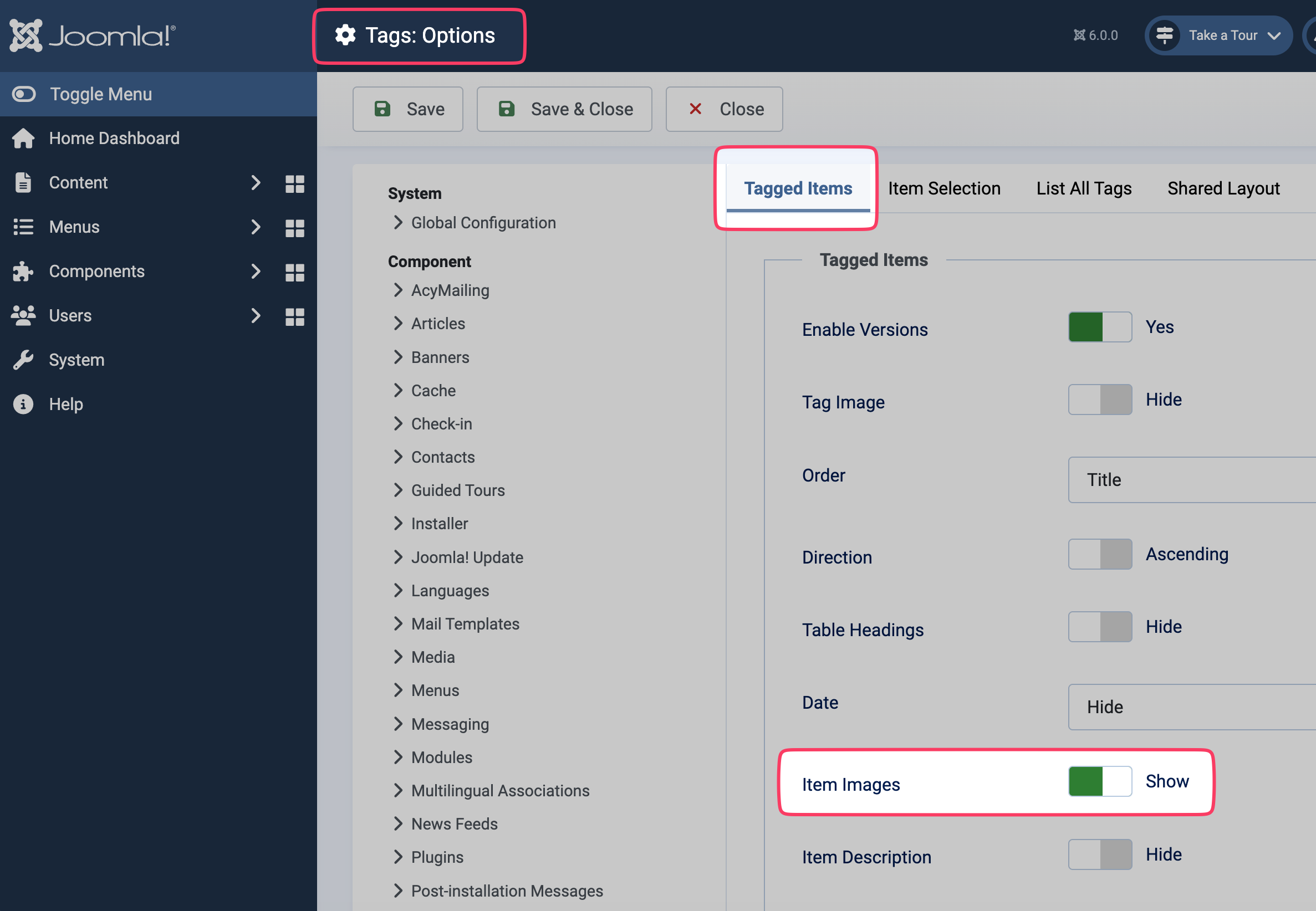 In the tag list : article image to be displayed and each line has 3 ...